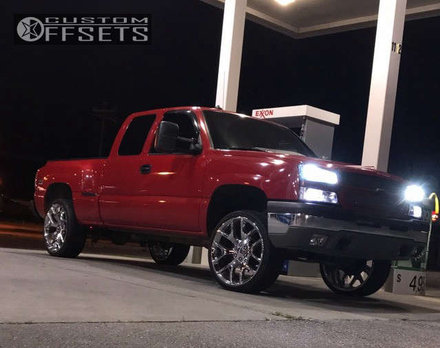 2003 Chevrolet Silverado 1500 with 24x10 31 OE Performance 169 and 275/30R24 Lexani Lx Six and ...