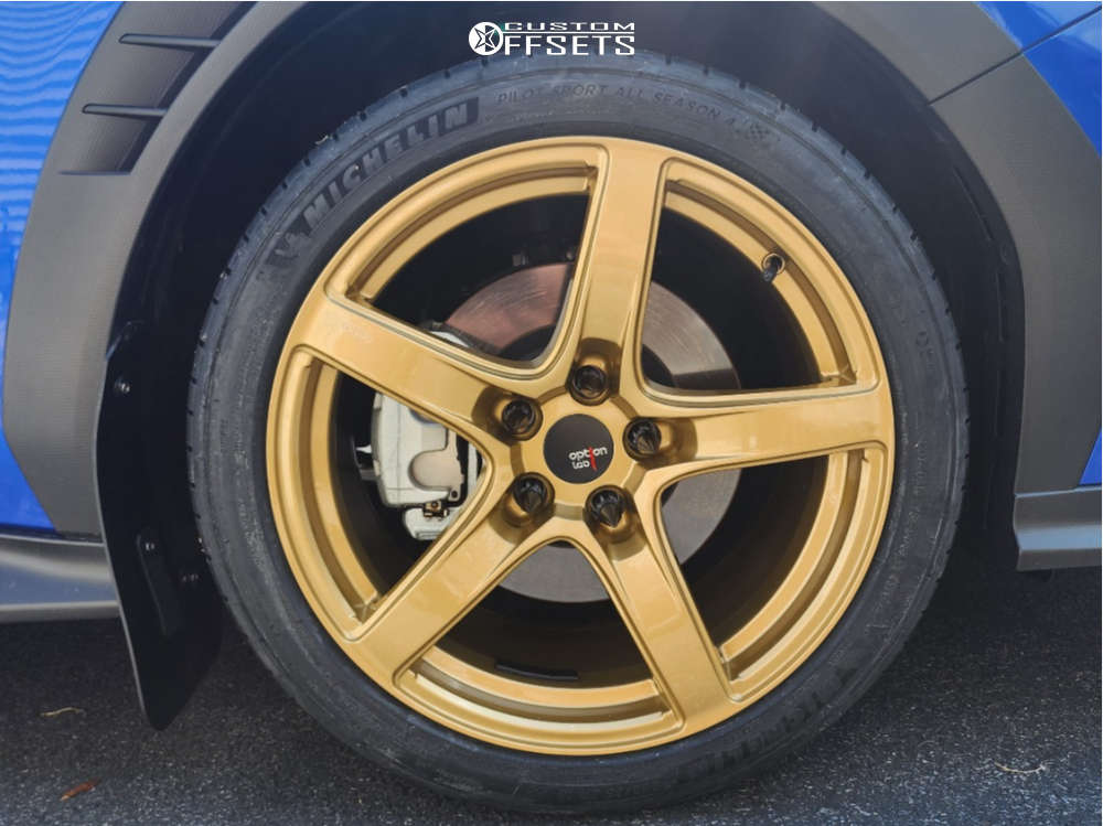 2022 Subaru WRX with 18x9.5 38 Option Lab R555 and 265/35R18 Michelin ...