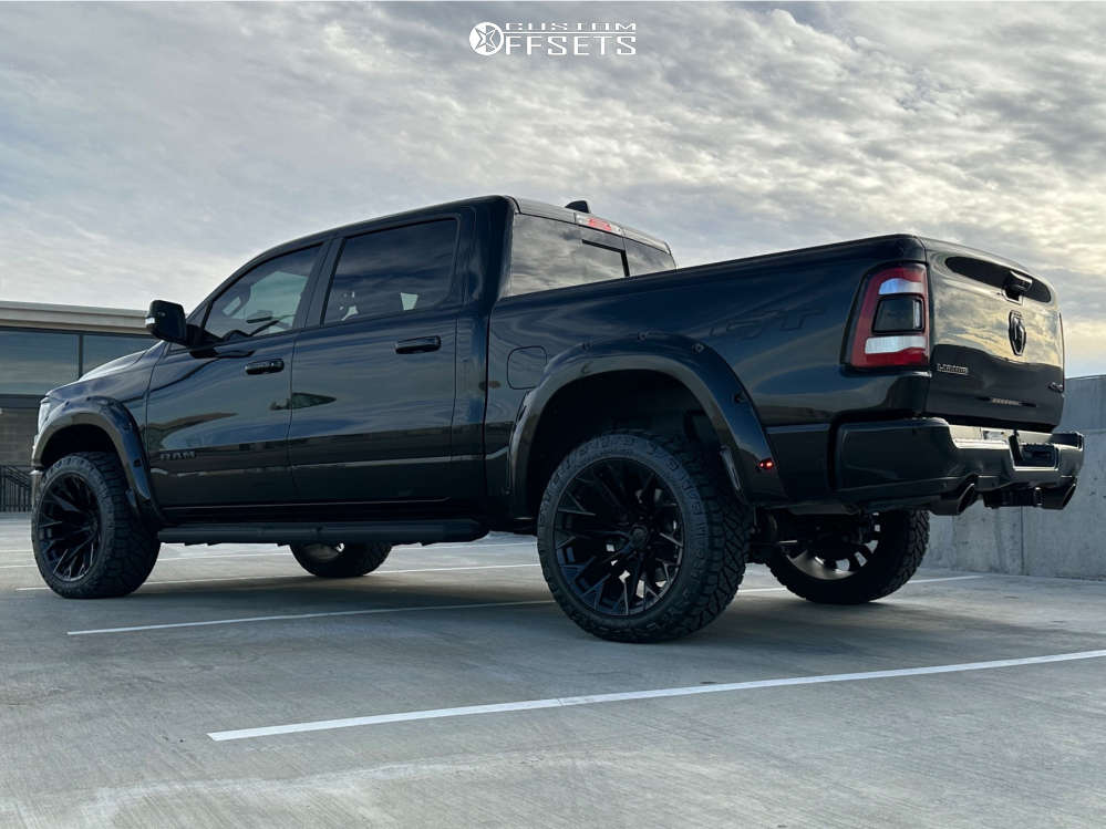 2022 Ram 1500 with 22x12 -44 Fuel Flame 6 and 33/12.5R22 Nitto Ridge Grappler and Stock | Custom ...