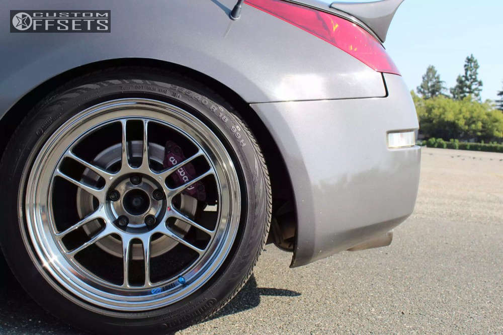 2004 Nissan 350Z with 18x9.5 15 Enkei RPF1 and 255/40R18 Falken Azenis ...