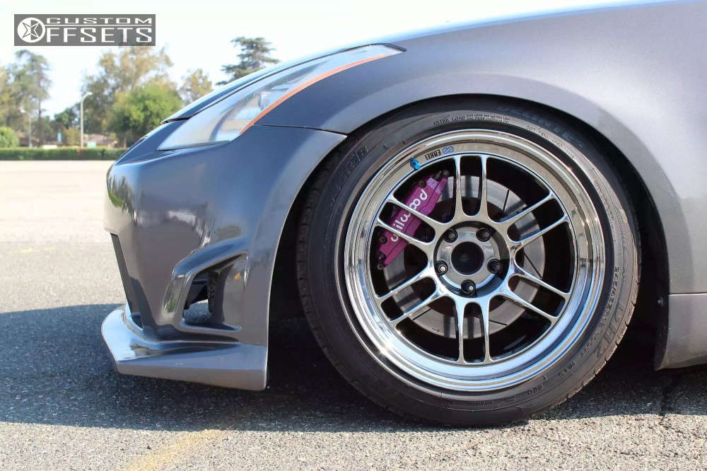 2004 Nissan 350Z with 18x9.5 15 Enkei RPF1 and 255/40R18 Falken Azenis ...