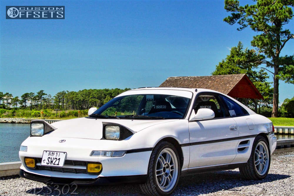 1991 Toyota MR2 with 17x7 45 Enkei RPF1 and 215/40R17 Yokohama S Drive and Stock | Custom Offsets