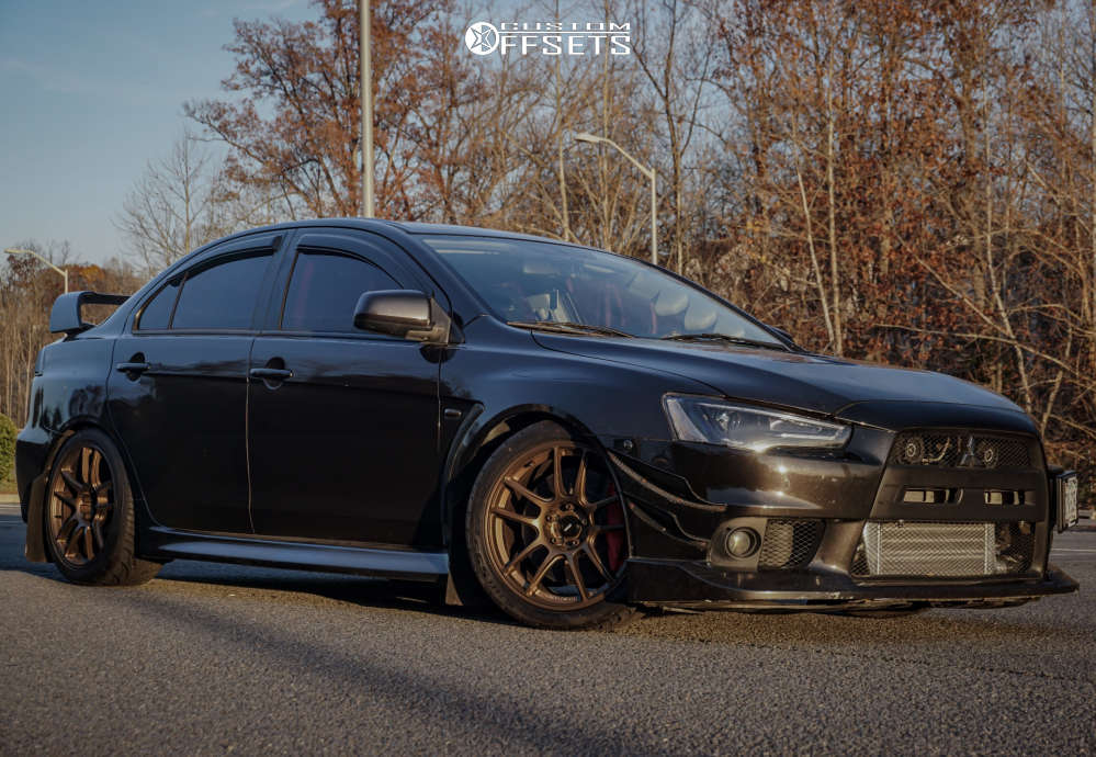 2013 Mitsubishi Lancer with 18x9.5 25 Konig Heliogram and 265/35R18 ...