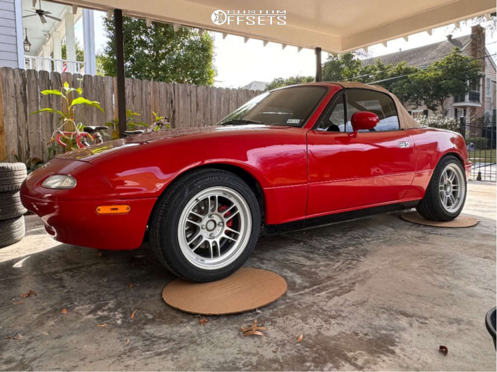 1996 Mazda Miata with 15x8 28 Enkei Rpf1 and 205/50R15 Hankook Ventus V2 Concept 2 and Coilovers ...