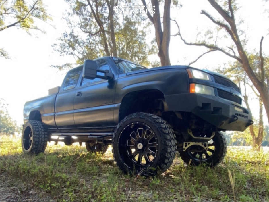 2003 Chevrolet Silverado 1500 with 24x12 -44 XF Flow Xfx-302 and 37/13.5R24 Gladiator Xcomp Mt ...