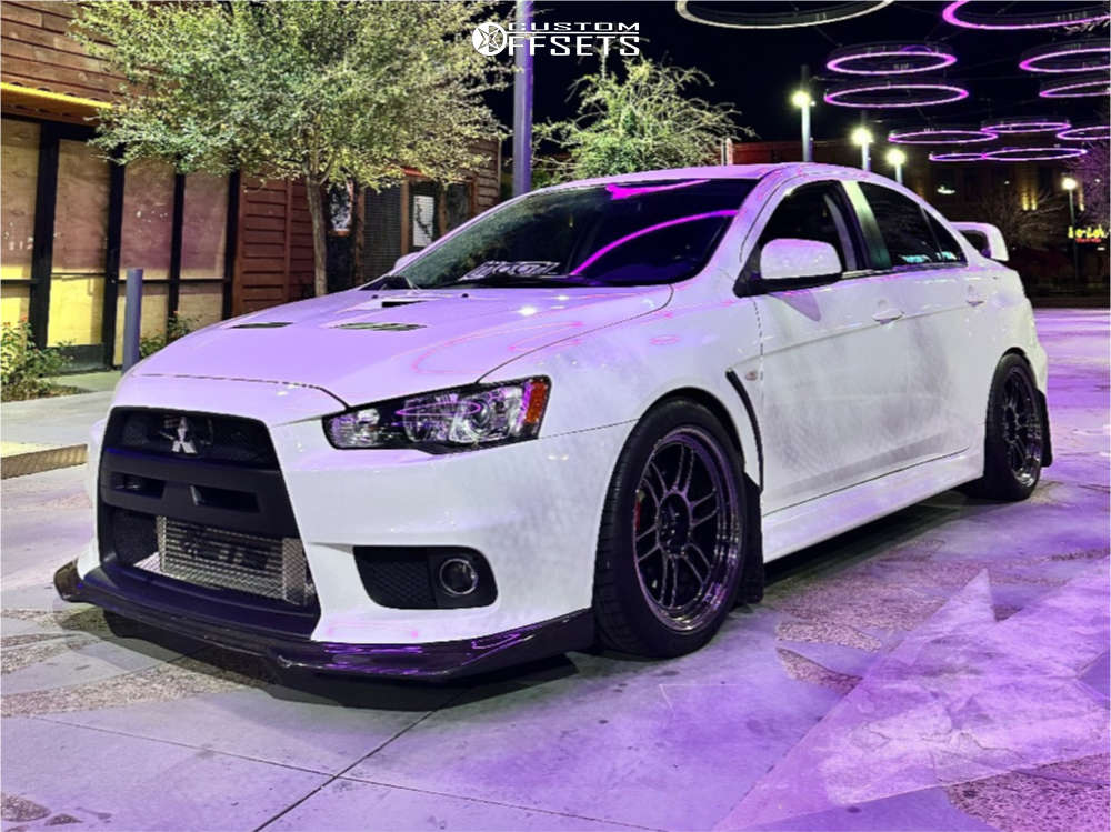 2011 Mitsubishi Lancer with 18x9.5 15 Enkei Rpf1 and 265/35R18 Michelin ...