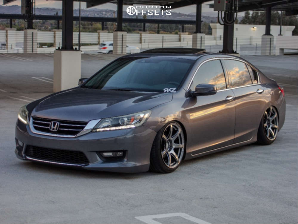 2014 Honda Accord with 18x9.5 22 Work Emotion T7r and 225/40R18 Haida Ex Comfort and Coilovers ...