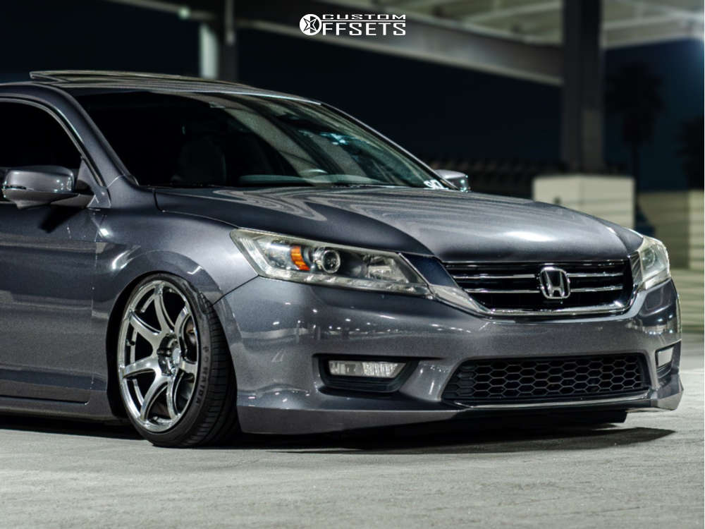 2014 Honda Accord with 18x9.5 22 Work Emotion T7r and 225/40R18 Haida Ex Comfort and Coilovers ...