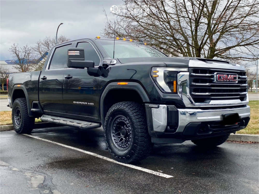2024 GMC Sierra 2500 HD with 18x9 0 Black Rhino Alpha and 35/12.5R18 Yokohama Geolandar A/T XD ...