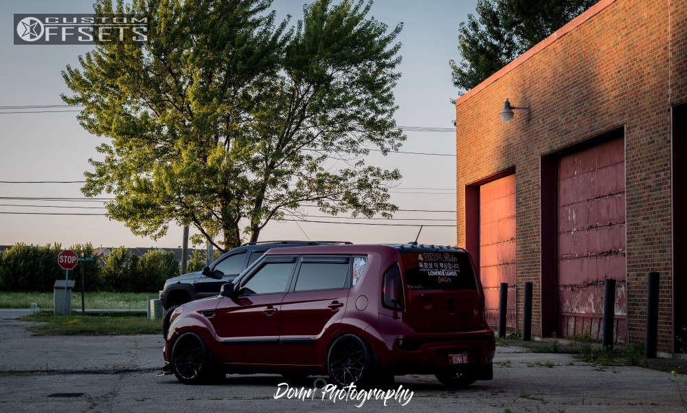 2012 Kia Soul with 18x8.5 45 Rotiform Blq and 225/40R18 Yokohama S ...