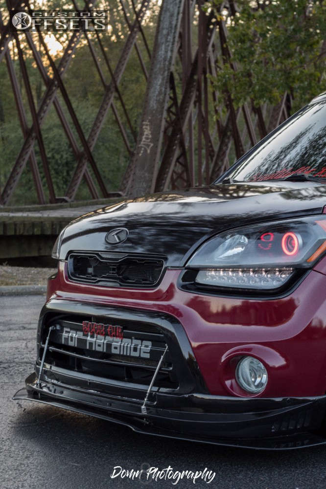 2012 Kia Soul with 18x8.5 45 Rotiform Blq and 225/40R18 Yokohama S ...