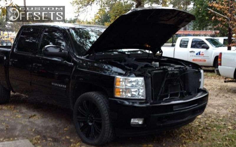 2011 Chevrolet Silverado 1500 with 22x9.5 12 KMC Km677 and 305/40R22 Cooper STT M/T and Stock ...