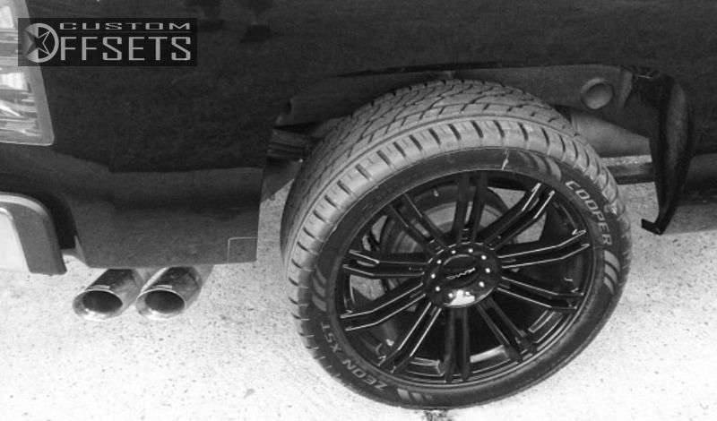 2011 Chevrolet Silverado 1500 with 22x9.5 12 KMC Km677 and 305/40R22 Cooper STT M/T and Stock ...