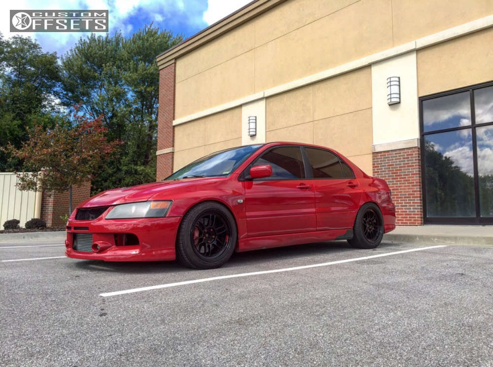 2003 Mitsubishi Lancer with 17x9.5 38 Enkei RPF1 and 245/45R17 ...