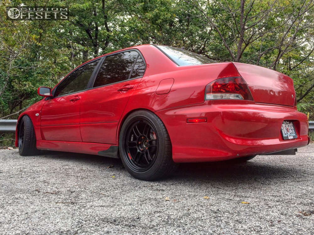 2003 Mitsubishi Lancer with 17x9.5 38 Enkei RPF1 and 245/45R17 ...
