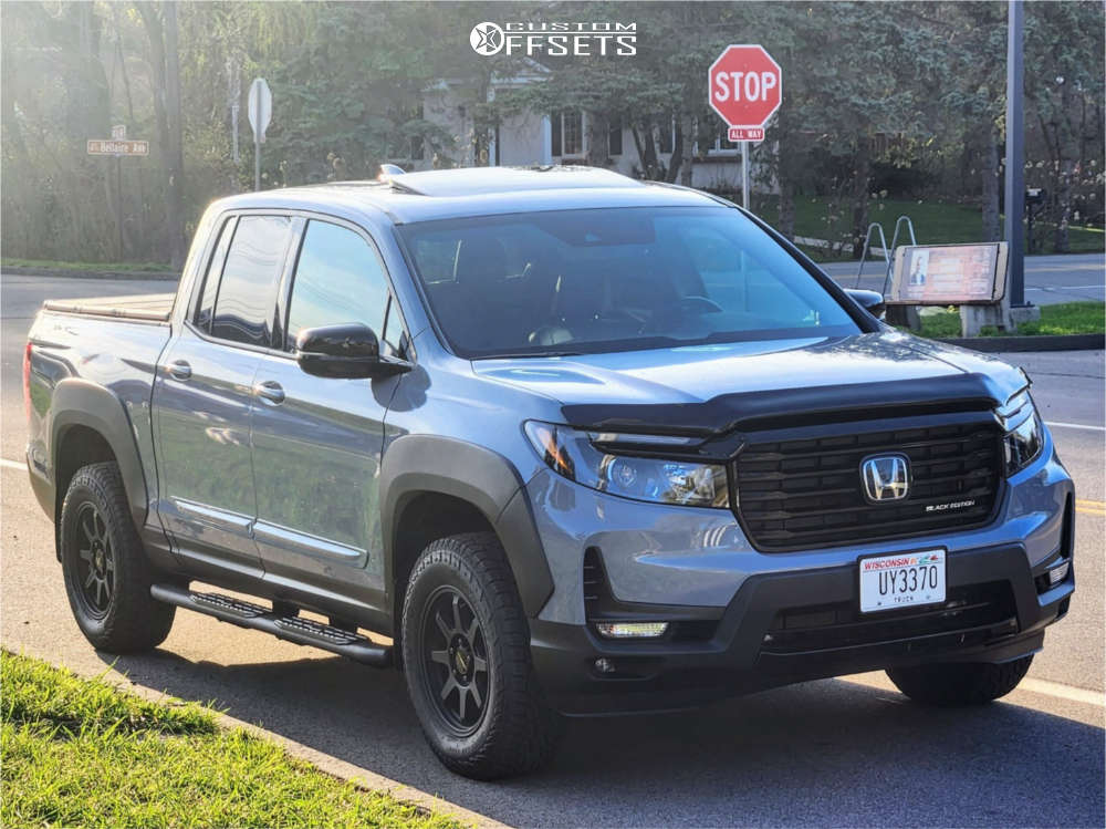 2023 Honda Ridgeline with 17x8 30 Vision Flow and 245/70R17 Kumho Road Venture At52 and Leveling ...