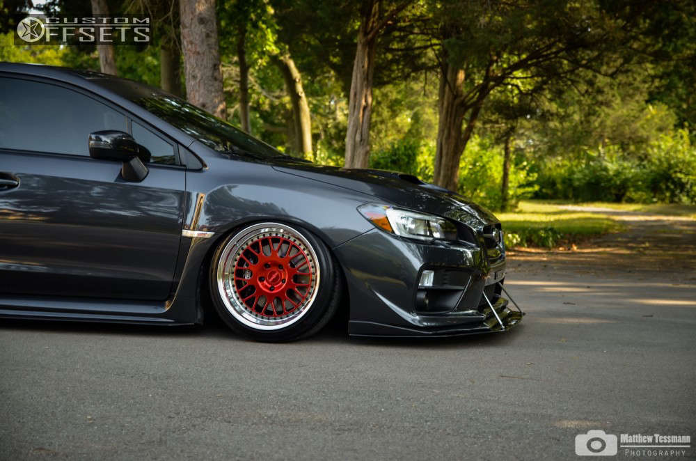 2015 Subaru WRX STI with 18x10 14 Rotiform LVS and 225/40R18 Hankook Ventus and Air Suspension ...