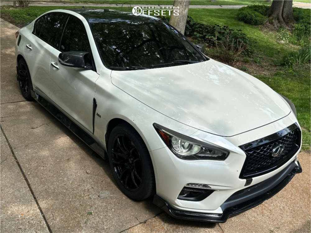 2019 INFINITI Q50 with 18x8.5 35 Vors Tr4 and 225 40R18 Toyo Tires Proxes Sport A s and Stock Custom Offsets