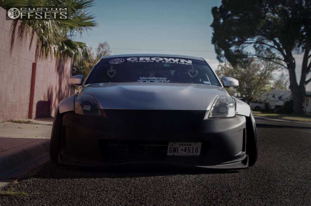 2008 Nissan 350Z with 19x10.5 -25 Locksmice and 255/35R19 Ironman and ...