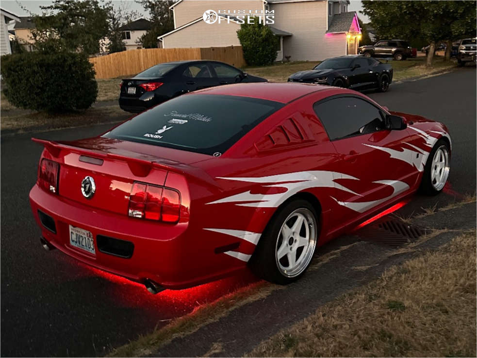 2005 Ford Mustang with 18x9.5 35 ESR Cr5 and 245/40R18 Lexani LX-Six II ...