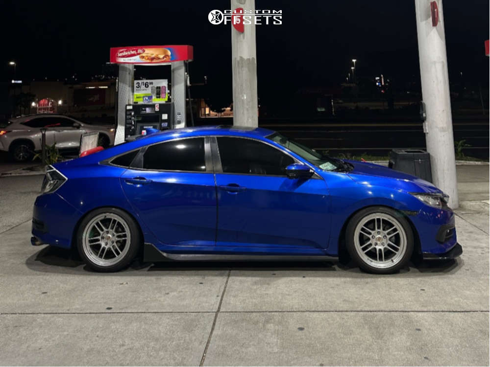 2018 Honda Civic with 18x9.5 38 Enkei Rpf1 and 245/40R18 Pirelli PZERO ...