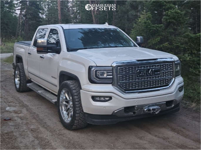 2017 GMC Sierra 1500 with 22x10 -25 Hostile Vulcan and 33/12.5R22 Nitto Ridge Grappler and Stock ...