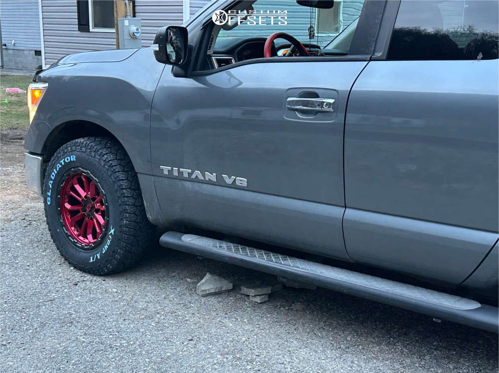 2019 Nissan TITAN with 18x9 12 Vision Korupt and 275/70R18 Gladiator Xcomp At and Leveling Kit ...