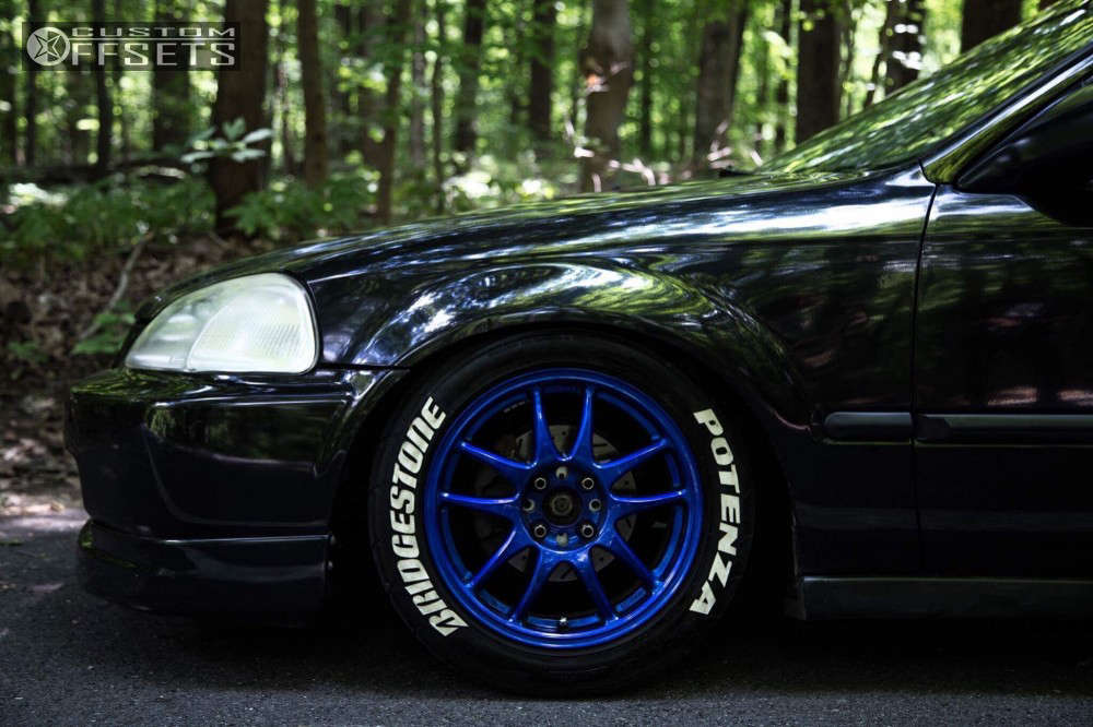 1997 Honda Civic with 15x7 44 Work Emotion Cr Kiwami and 205/50R15 Bridgestone Potenza Re71r and ...