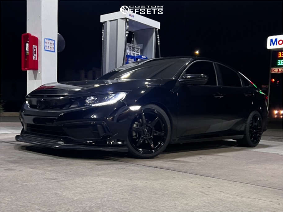 2019 Honda Civic with 18x8.5 38 Enkei T6r and 235/40R18 Falken Azenis ...