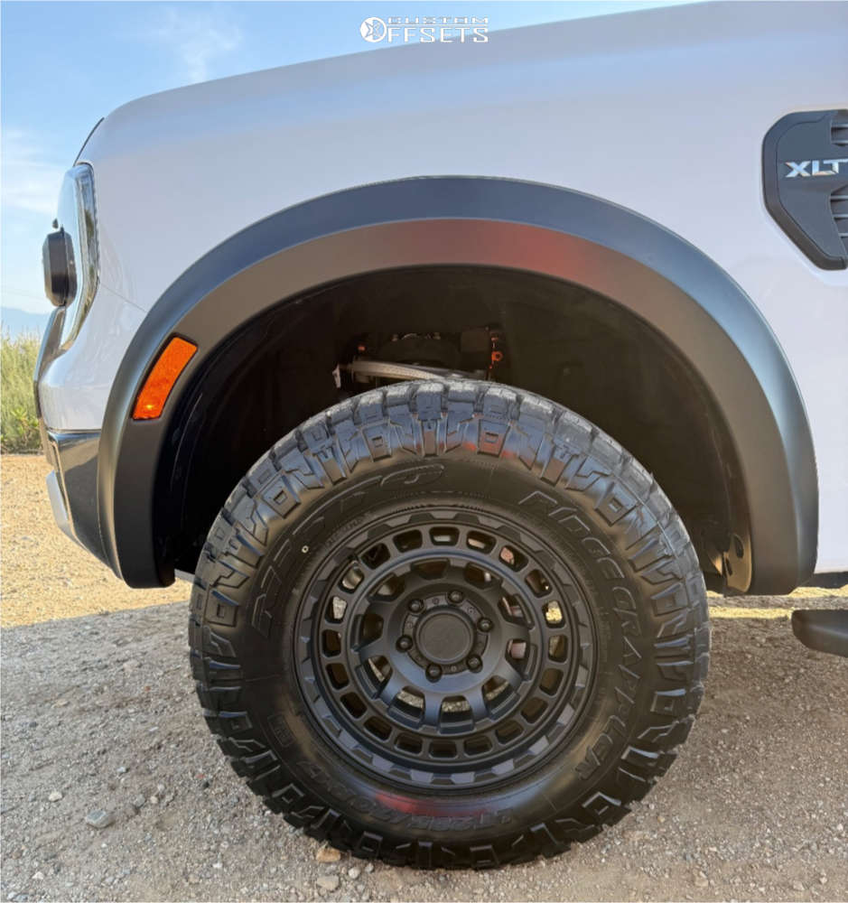 2024 Ford Ranger with 17x8.5 0 Black Rhino Chamber and 285/70R17 Nitto ...