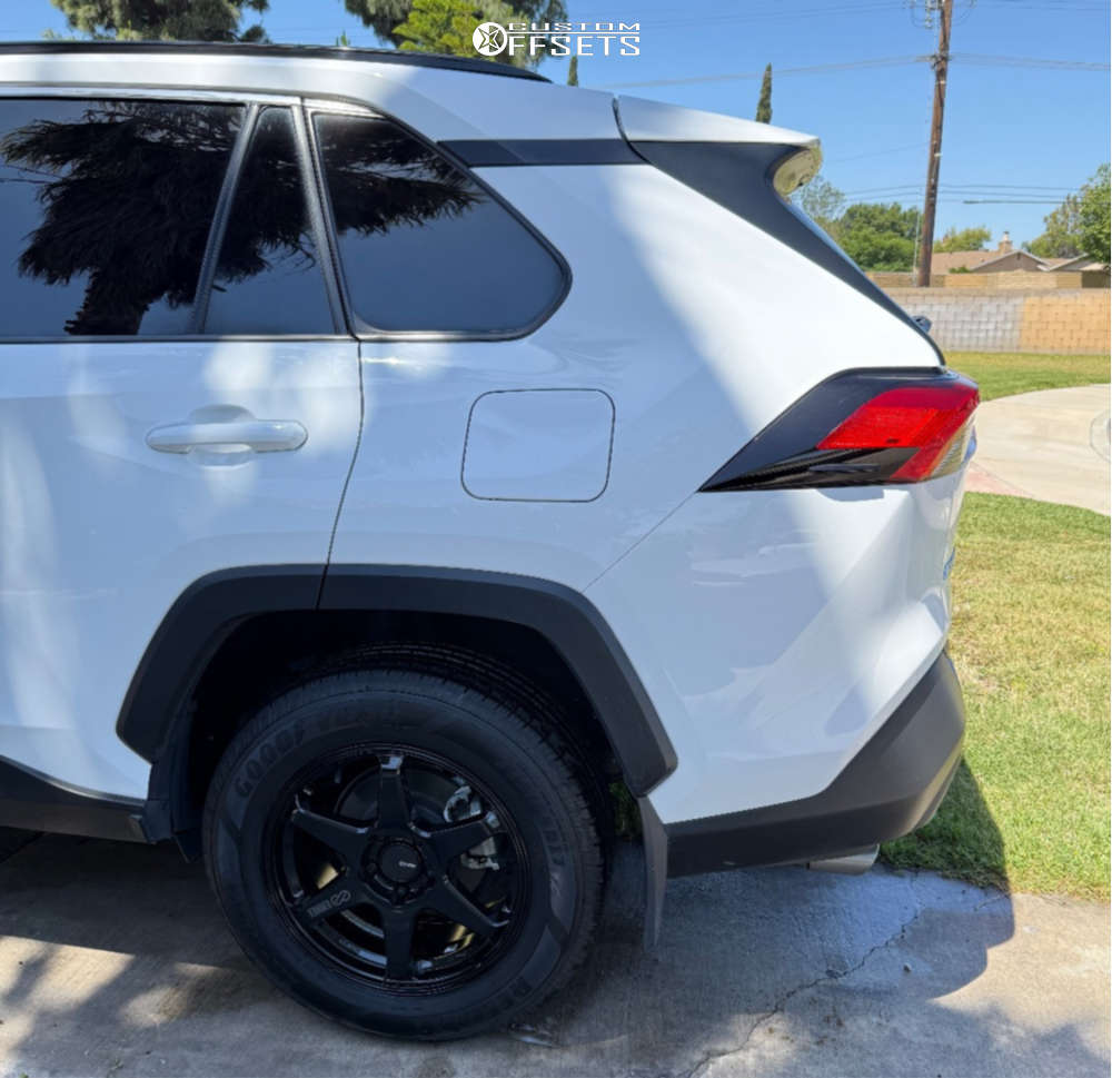2021 Toyota RAV4 with 17x8 40 Enkei T6s and 225/65R17 Goodyear Reliant AS and Stock | Custom Offsets