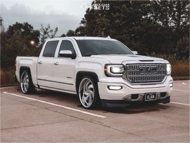 2016 GMC Sierra 1500 with 24x10 24 Strada Retro 6 and 275/30R24 Lexani Lx-thirty and Lowered 4F ...
