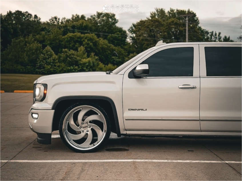 2016 GMC Sierra 1500 with 24x10 24 Strada Retro 6 and 275/30R24 Lexani Lx-thirty and Lowered 4F ...