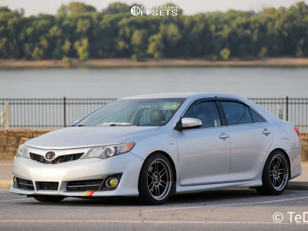 2014 Toyota Camry with 18x9.5 38 Enkei Rpt1 and 245/40R18 Yokohama Avid Ascend Gt and Coilovers ...