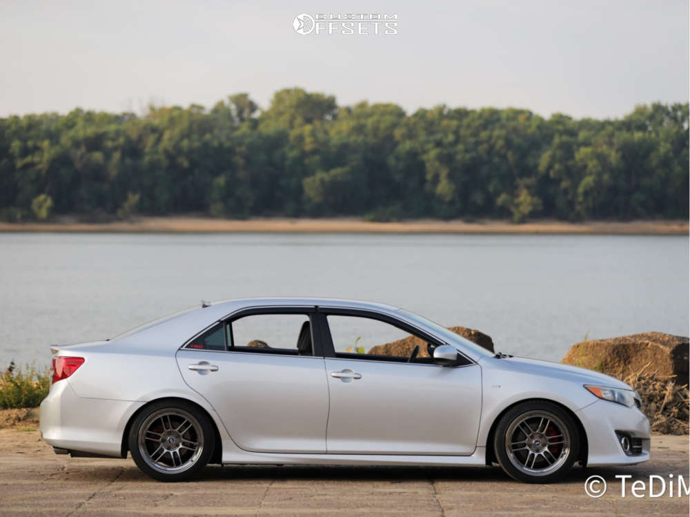 2014 Toyota Camry with 18x9.5 38 Enkei Rpt1 and 245/40R18 Yokohama Avid Ascend Gt and Coilovers ...