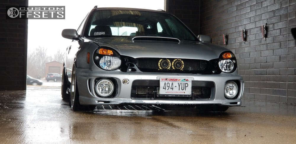 2002 Subaru WRX with 17x8.5 30 ESR Sr06 and 215/35R17 Bridgestone and ...