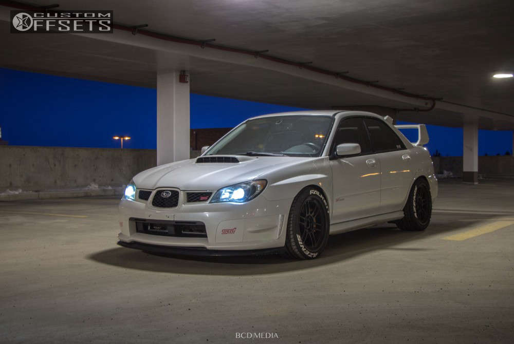 2007 Subaru WRX STI with 18x10 38 Enkei RPF1 and 265/35R18 Falken ...