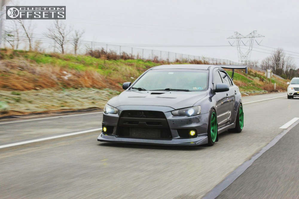 2008 Mitsubishi Lancer with 18x10.5 12 Gram Lights 57DR and 265/35R18 ...