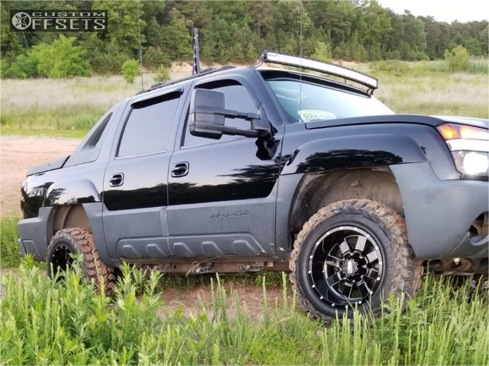 2003 Chevrolet Avalanche 1500 with 18x12 -44 Moto Metal Mo962 and 33/12 ...