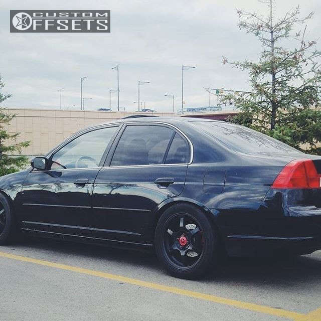2003 Acura EL with 16x7 40 Konig Backbone and 205/50R16 Yokohama S Drive and Lowering Springs ...