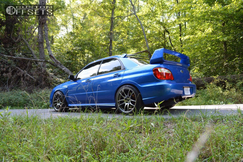 2006 Subaru WRX STI with 18x10.5 40 Work Emotion Cr 2p and 255/35R18 ...