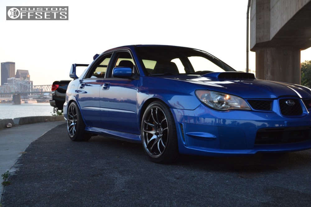 2006 Subaru WRX STI with 18x10.5 40 Work Emotion Cr 2p and 255/35R18 ...
