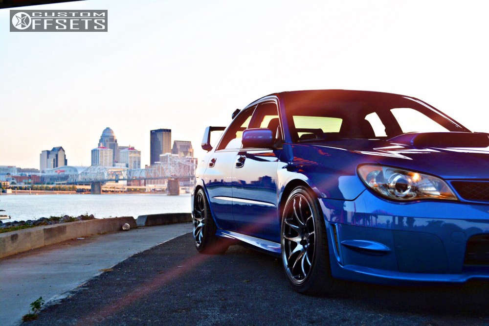2006 Subaru WRX STI with 18x10.5 40 Work Emotion Cr 2p and 255/35R18 ...