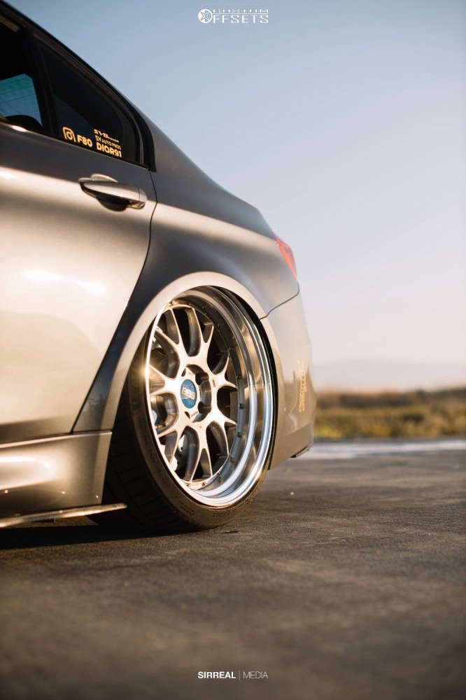 2018 BMW M3 with 20x9.5 23 BBS Lmr and 265/30R20 Michelin Pilot Sport 4 S and Air Suspension ...