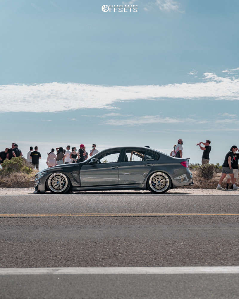 2018 BMW M3 with 20x9.5 23 BBS Lmr and 265/30R20 Michelin Pilot Sport 4 S and Air Suspension ...