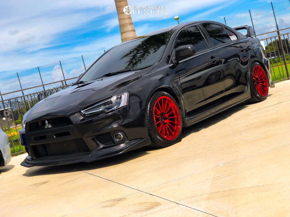 2012 Mitsubishi Lancer with 18x9.5 22 Ambit Re02 and 245/40R18 Goodyear ...