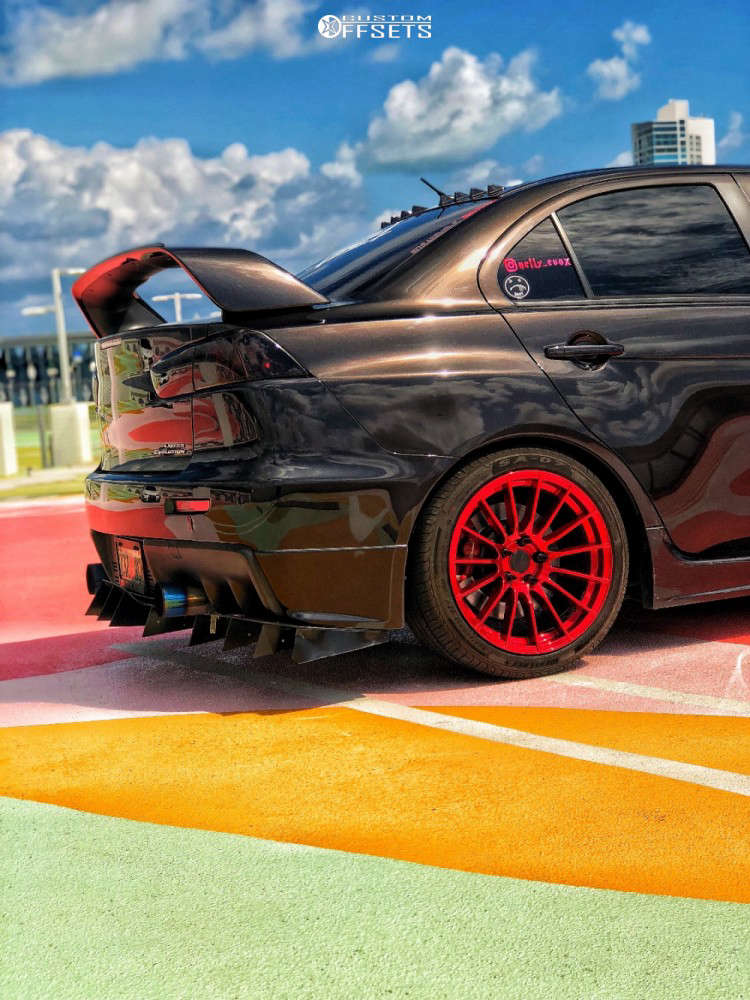 2012 Mitsubishi Lancer with 18x9.5 22 Ambit Re02 and 245/40R18 Goodyear ...