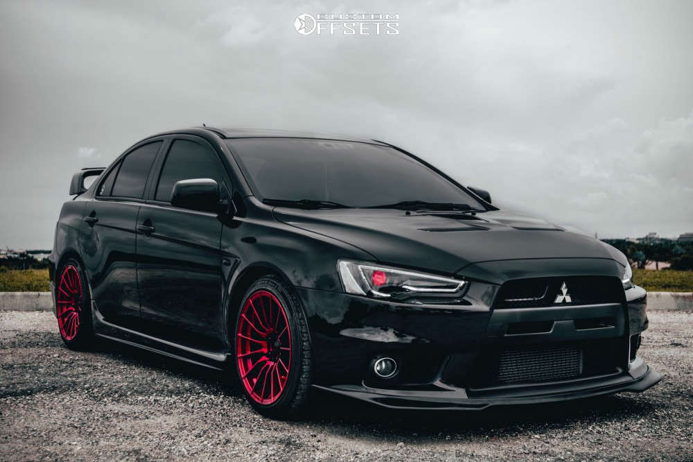2012 Mitsubishi Lancer with 18x9.5 22 Ambit Re02 and 245/40R18 Goodyear ...