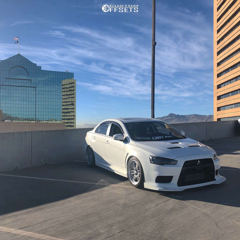 2015 Mitsubishi Lancer with 18x9.5 15 Enkei RPF1 and 255/40R18 Hankook ...
