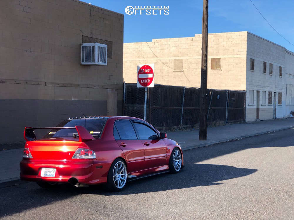 2005 Mitsubishi Lancer with 18x9.5 35 ESR Sr08 and 235/45R18 ...